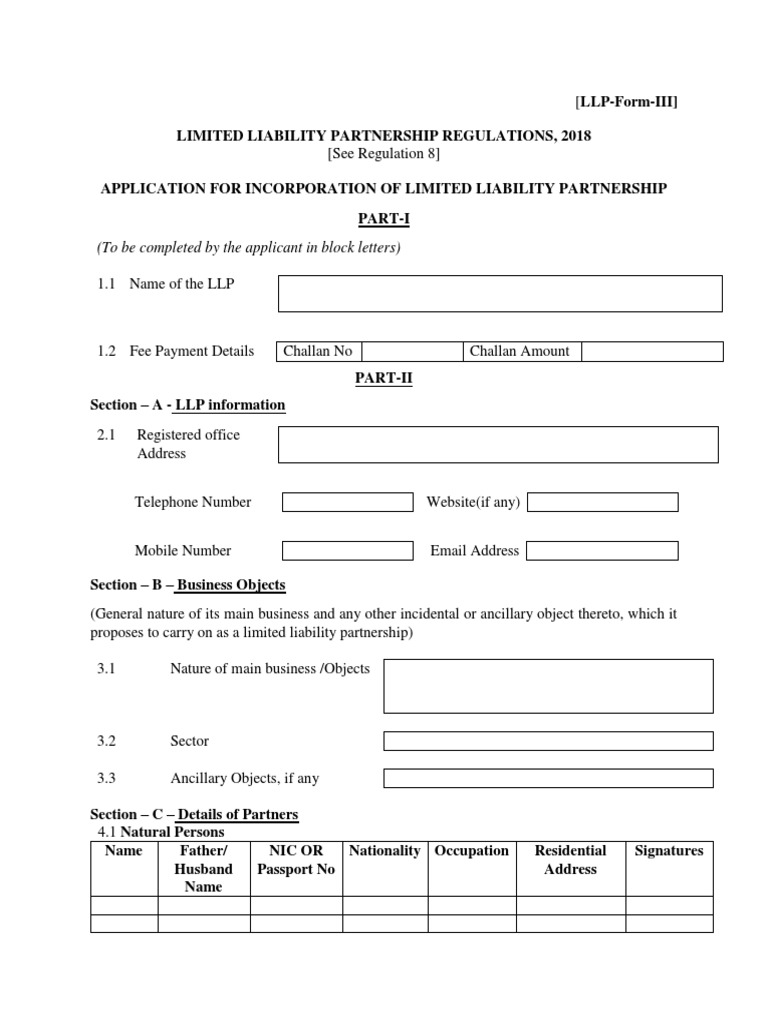 LLP-Form-III-Application For Incorporation of LLP | PDF | Limited ...