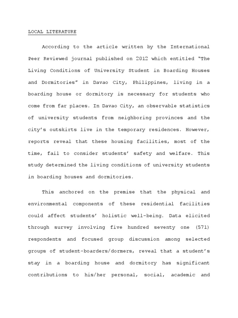 Local Literature | PDF | Dormitory | Boarding School