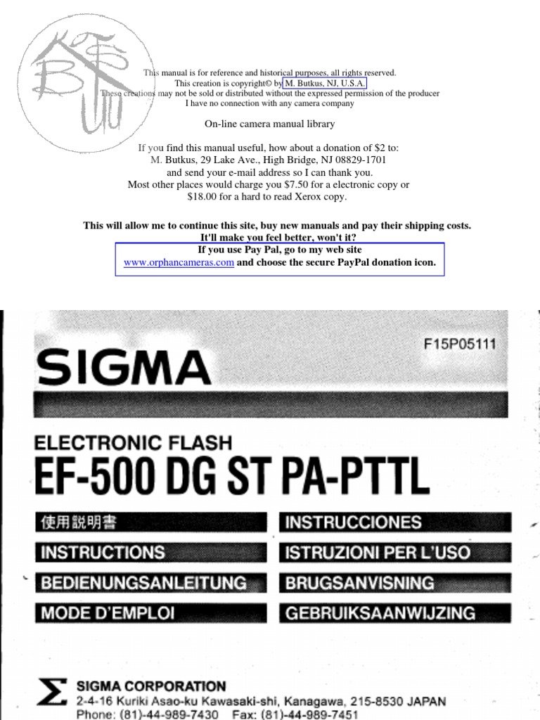Sigma Ef-500 DG ST Pa-Pttl | PDF | Flash (Photography) | Shutter ...