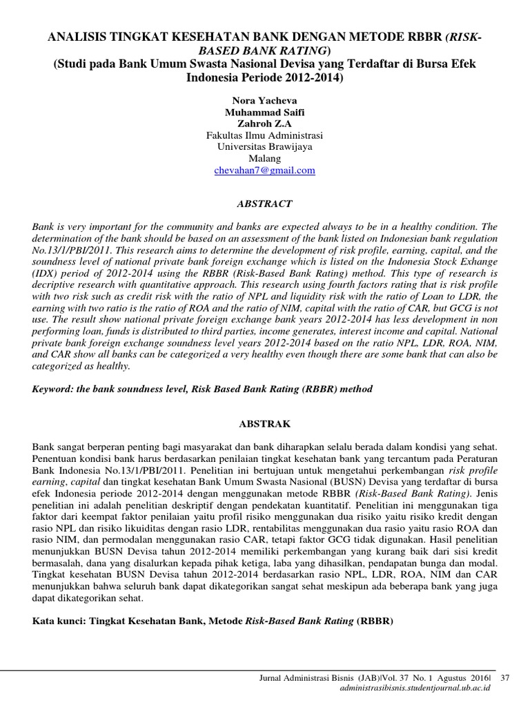Analisis Tingkat Kesehatan Bank Dengan Metode RBBR | PDF | Companies | Financial Markets