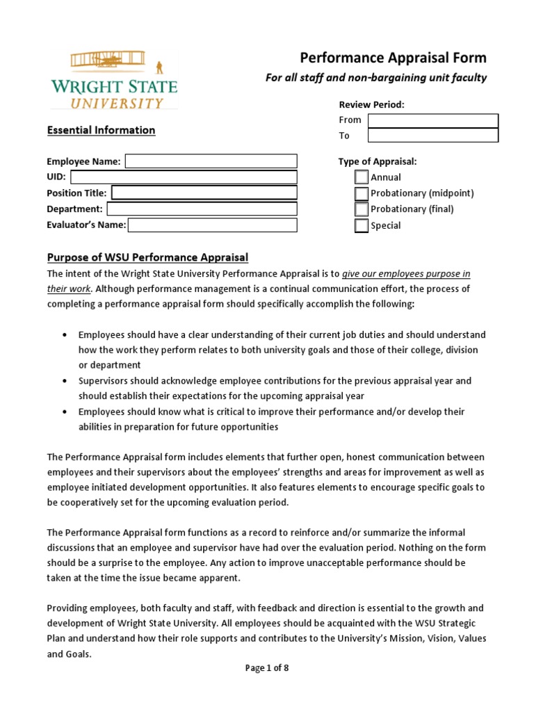 Performance Appraisal Form | PDF | Competence (Human Resources) | Goal