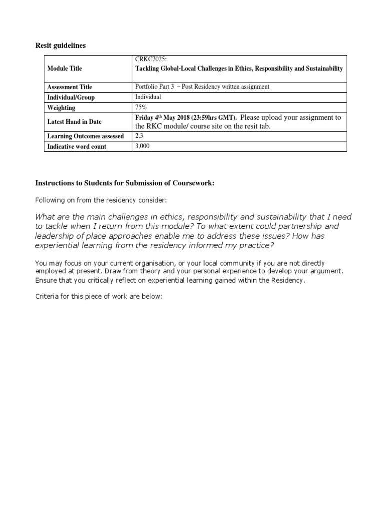 Resit Coursework Submission Guide | PDF | Evaluation | Relevance