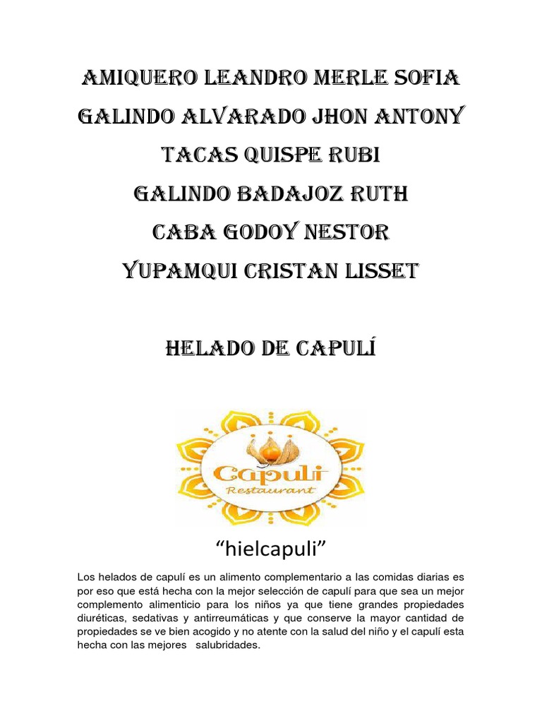 Helado DE CAPULÍ | PDF | Producto (Negocio) | Mercado (economía)