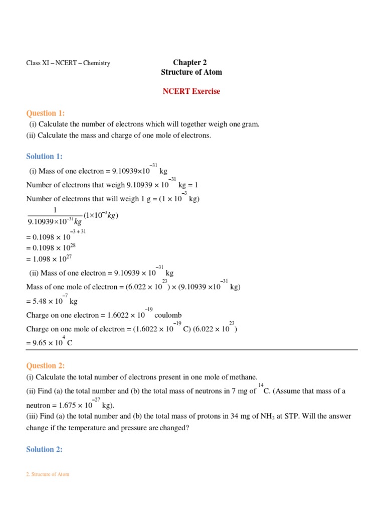 Chapter 2 - Structure of Atom | PDF | Electromagnetic Radiation | Ion