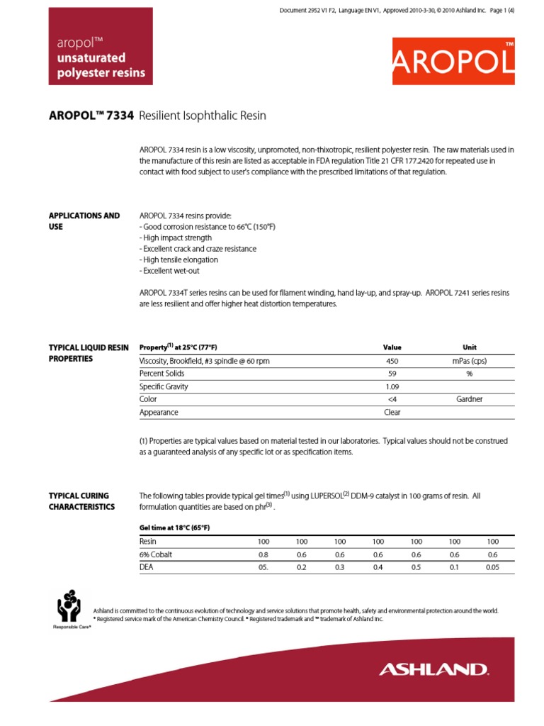 Aropol 7334 | PDF | Ultimate Tensile Strength | Pascal (Unit)