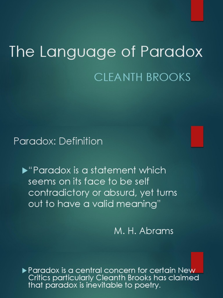 The Language of Paradox | PDF | Irony | William Wordsworth