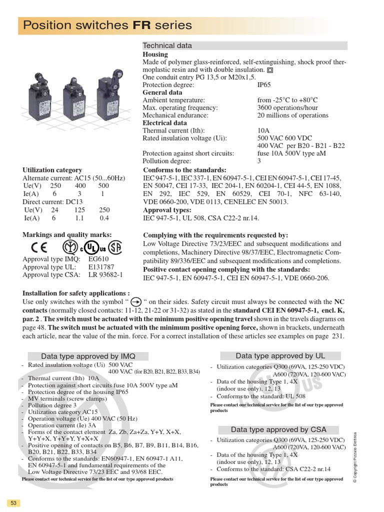 Limit Switch FR | PDF | Switch | Force