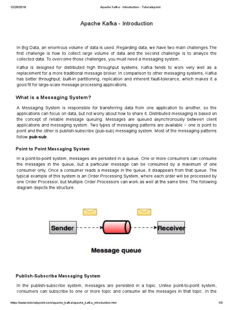 Apache Kafka - Introduction - Tutorialspoint | PDF | Digital Technology | Computer Data