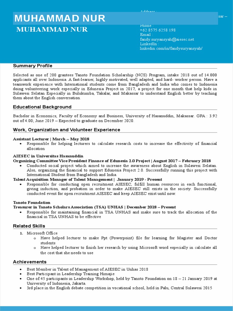 Fandy Suryansyah Muhammad Nur - CV | PDF | Behavior Modification | Cognition