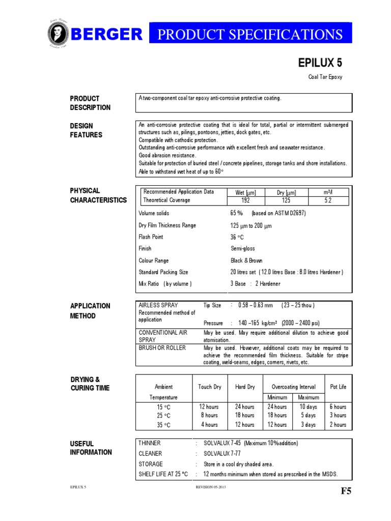 Coaltar Epoxy - Epilux5 - 0474 | PDF | Epoxy | Humidity