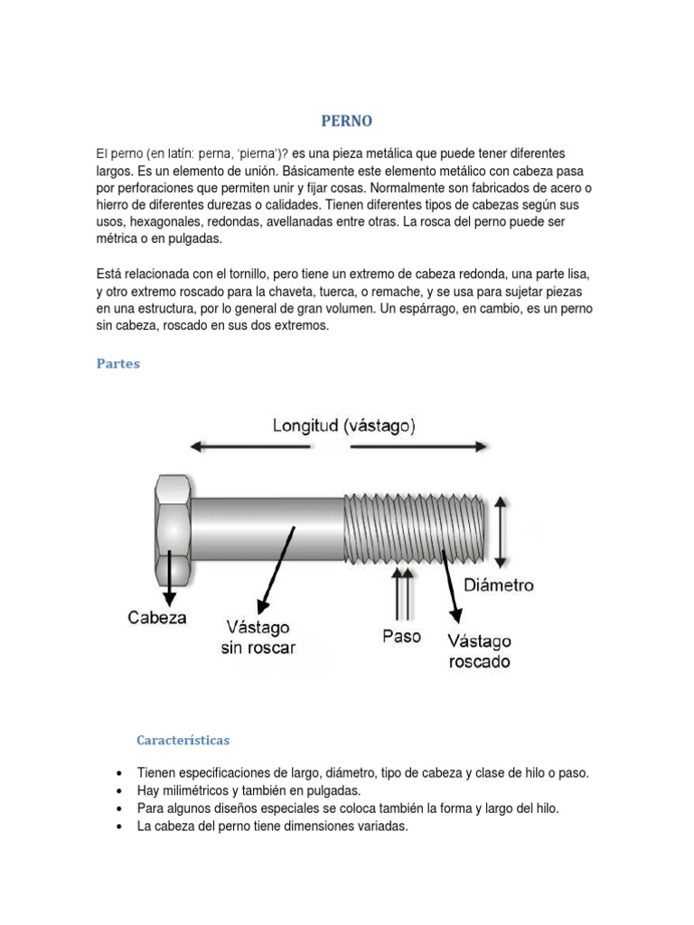 PERNO | PDF | Tornillo | Materiales