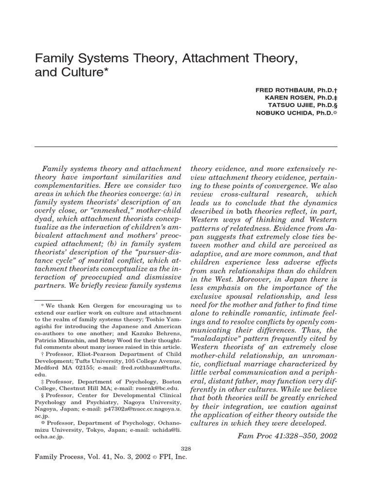 Family Systems Theory, Attachment Theory, and Culture | PDF ...