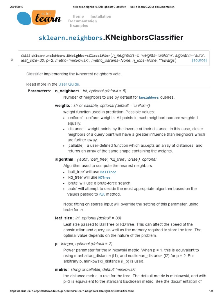 Eda6 - Sklearn - neighbors.KNeighborsClassifier | PDF | Subroutine ...