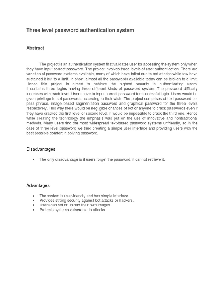 3level Password Authentication System | PDF | Password | User (Computing)