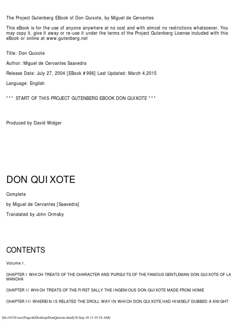 Don Quixote | PDF | Don Quixote | Miguel De Cervantes