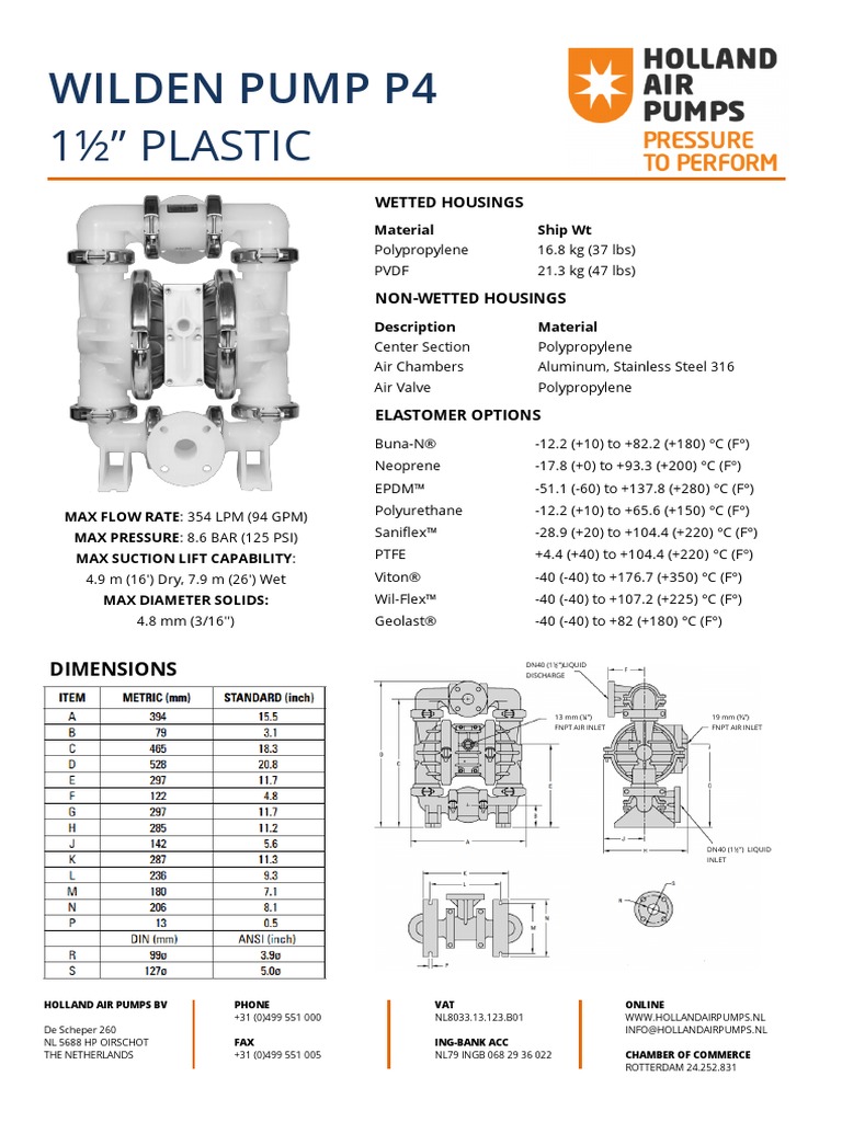WILDEN Pump P4 PDF | PDF | Gas Technologies | Mechanical Engineering