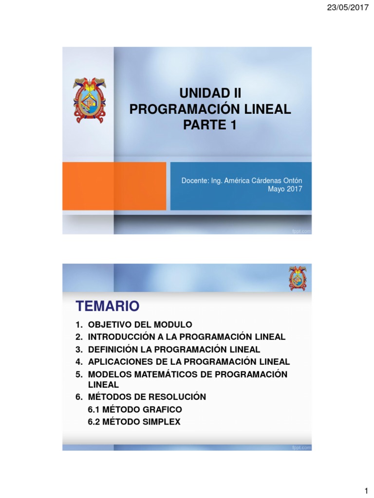 2.1 Programaci N Lineal Parte 1 PDF | PDF | Programación lineal | Función (Matemáticas)
