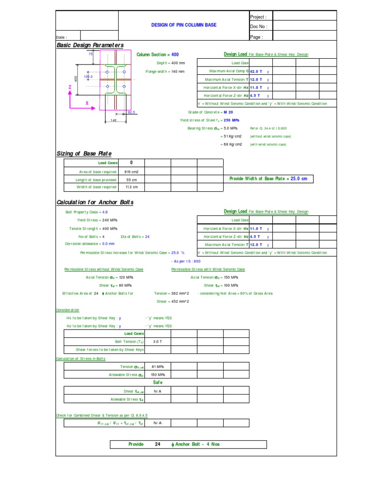 BASE PLATE Design PDF | PDF | Screw | Stress (Mechanics)