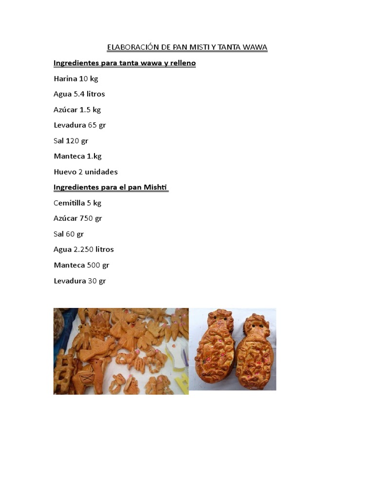 Elaboración de Pan Misti y Tanta Wawa | PDF
