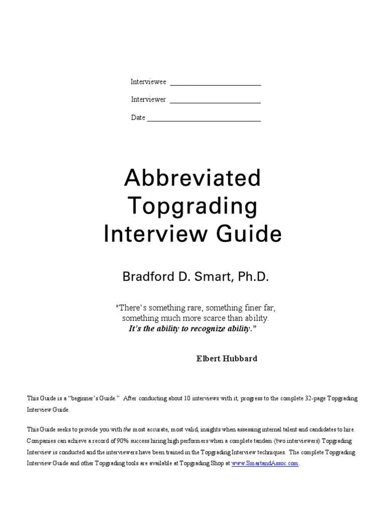 Abbreviated Topgrading Interview Guide PDF | PDF | Interview | Psychology
