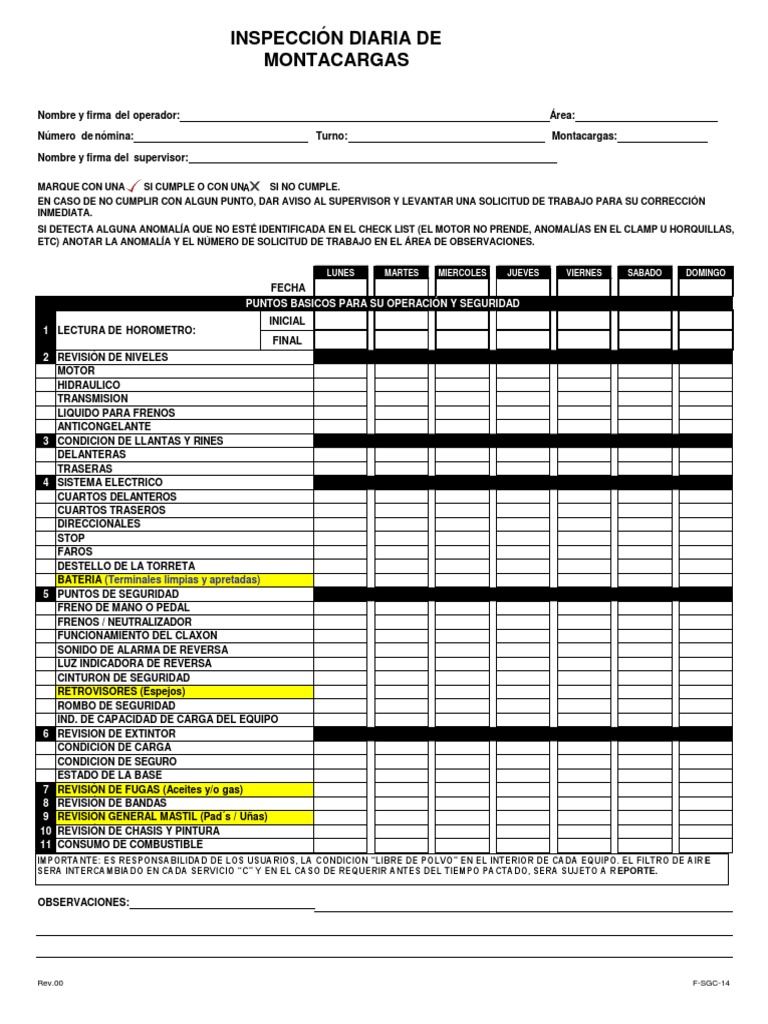 Inspección de montacargas | PDF Inspección de montacargas | PDF
