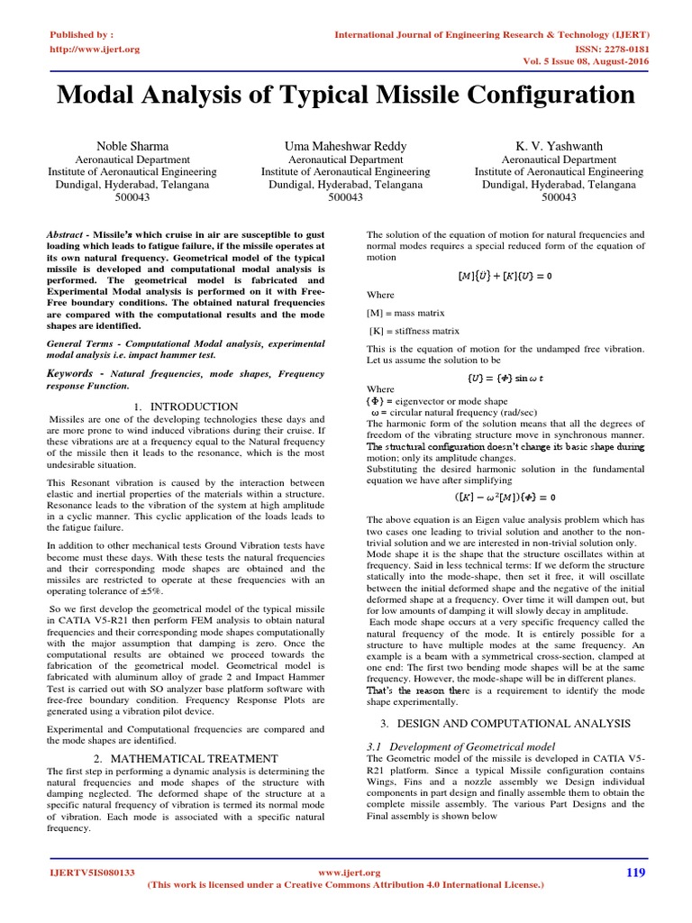 Modal Analysis of Typical Missile Configuration IJERTV5IS080133 | PDF ...