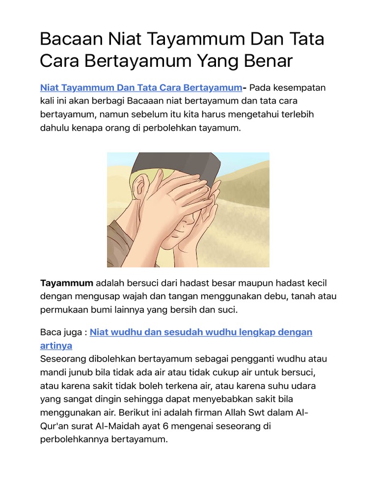 Bacaan Niat Tayammum Dan Tata Cara Bertayamum Yang Benar - Doa Harian ...
