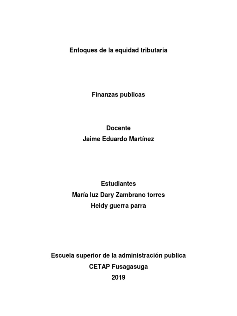 Equidad Tributaria: Principios y Enfoques | PDF | Impuestos | Economias