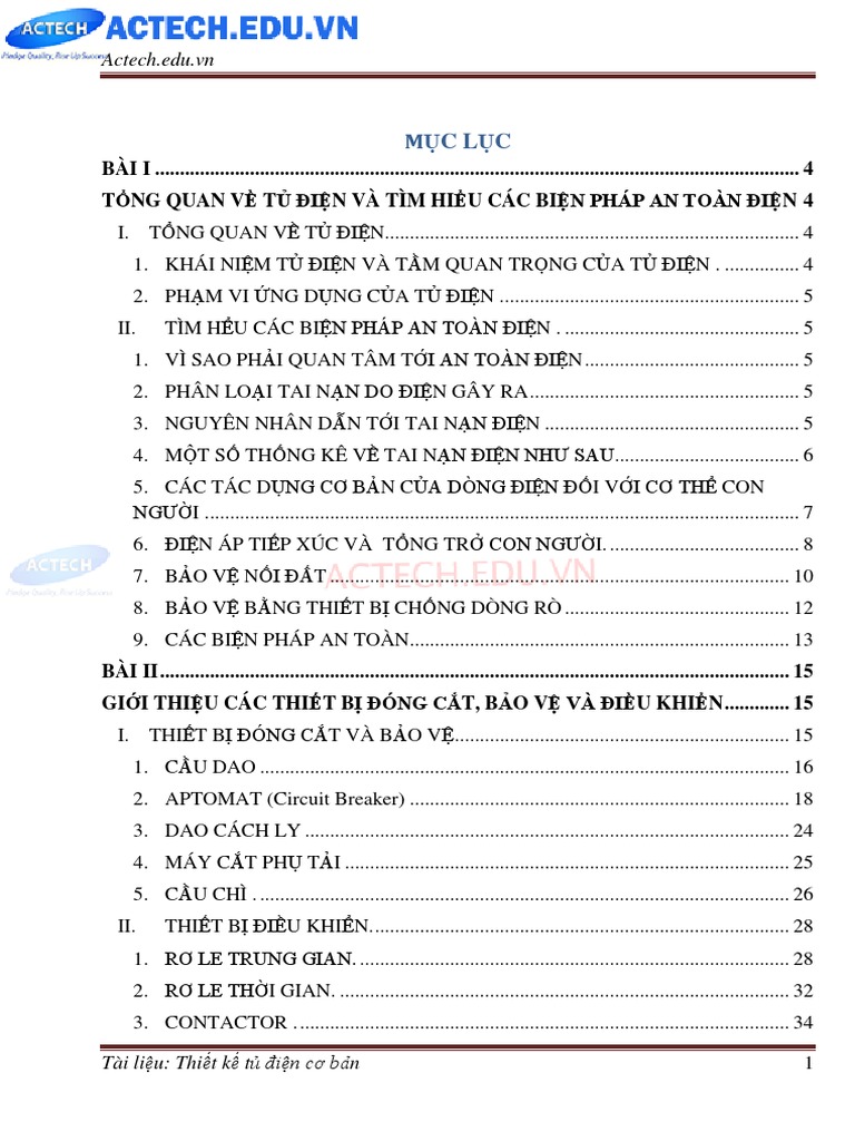 Giáo Trình Thiết Kế Tủ Điện P1-Actech PDF | PDF