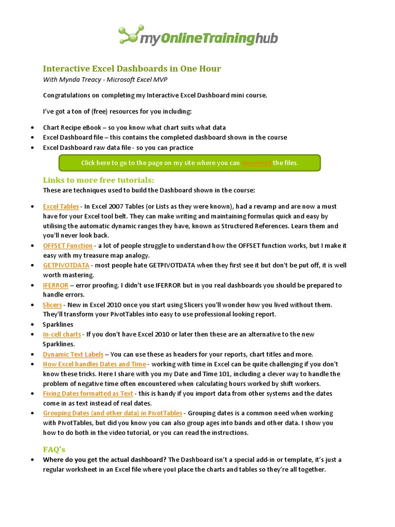 Interactive Excel Dashboard Course Resources PDF | PDF | Visual Basic ...