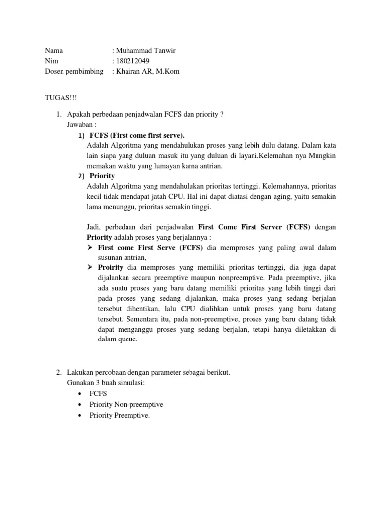 Laporan Proses Algoritma Penjadwalan | PDF | Komputer