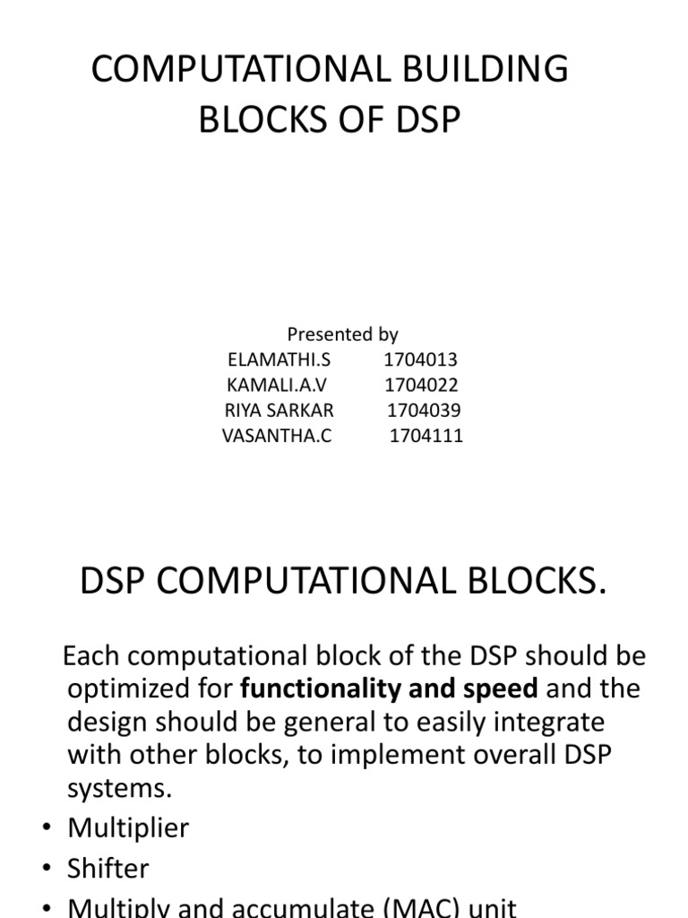 Computational Building Blocks of DSP | PDF | Digital Signal Processor | Areas Of Computer Science