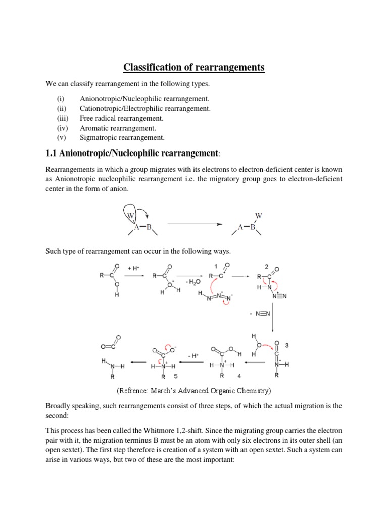 Types of Rearrangement Reactions | PDF | Chemical Reactions | Organic ...