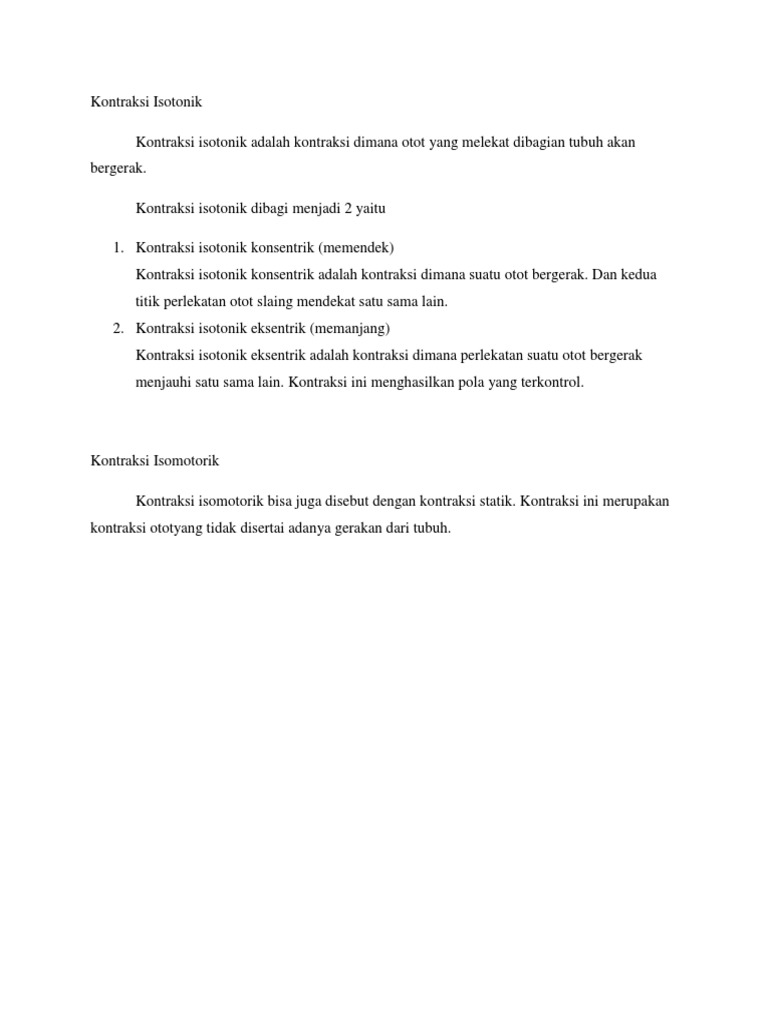 Jenis Kontraksi Isotonik Otot | PDF