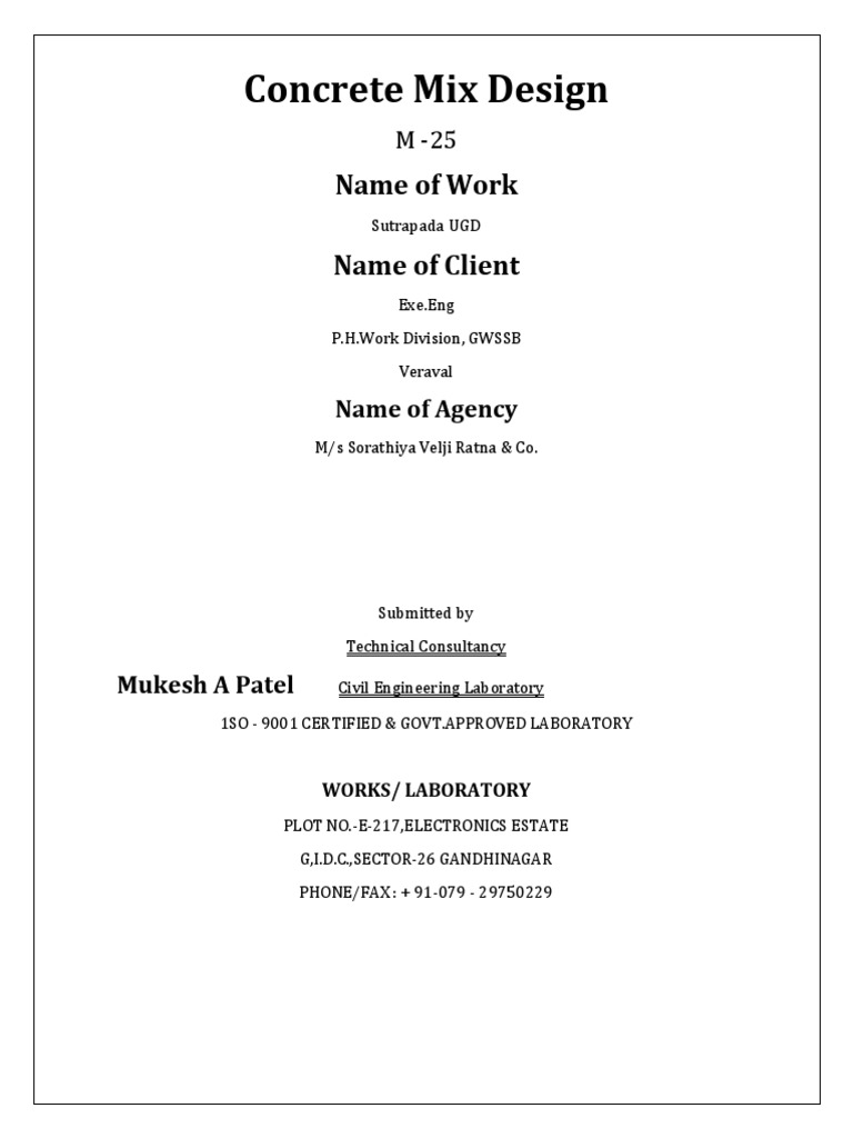 Mix Design M-25 Grade | PDF | Composite Material | Concrete