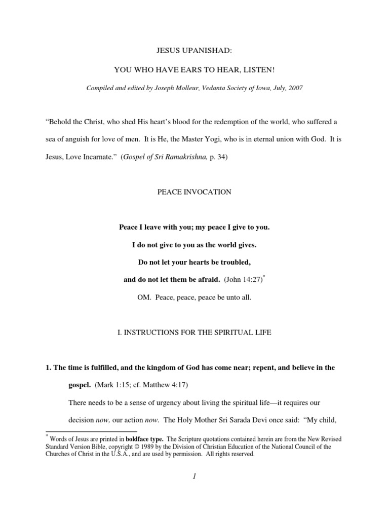 Jesus Upanishad | PDF | Sarada Devi | God The Father