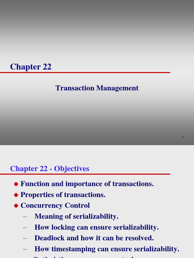 Ch 22 Transaction Management Pdf Database Transaction Synchronization