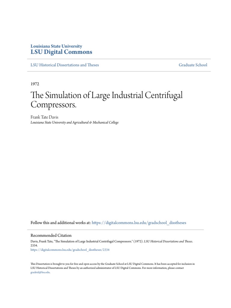 The Simulation of Large Industrial Centrifugal Compressors. | PDF ...