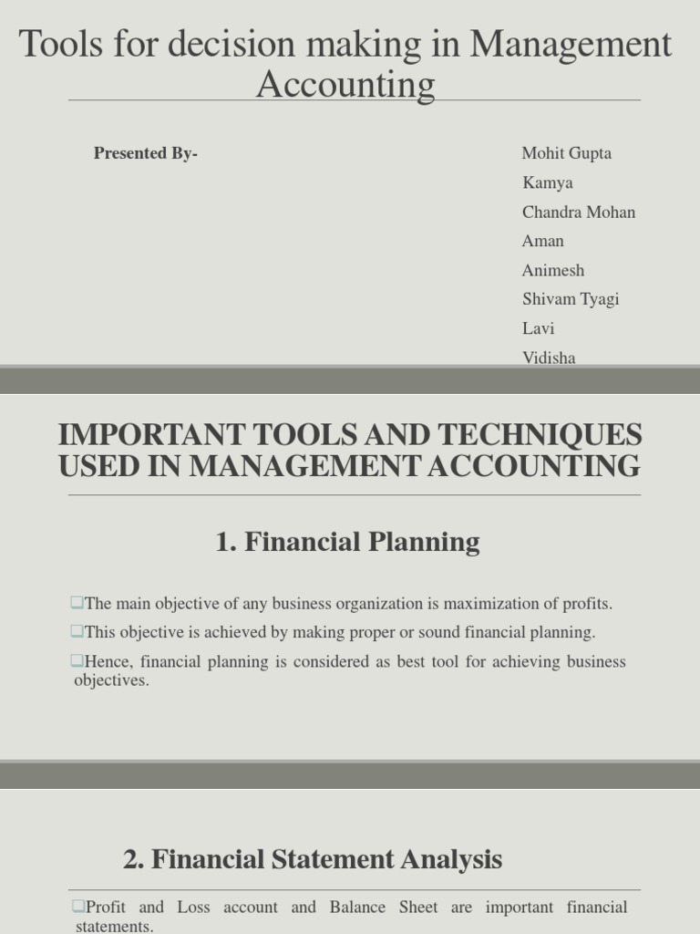 CCM Tools For Decision Making in Management Accounting | PDF ...