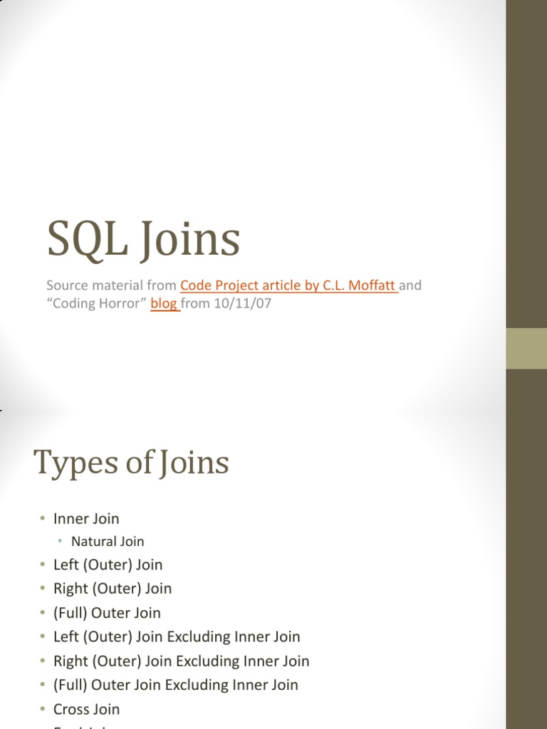 SQL Joins | PDF | Sql | Databases SQL Joins | PDF | Sql | Databases
