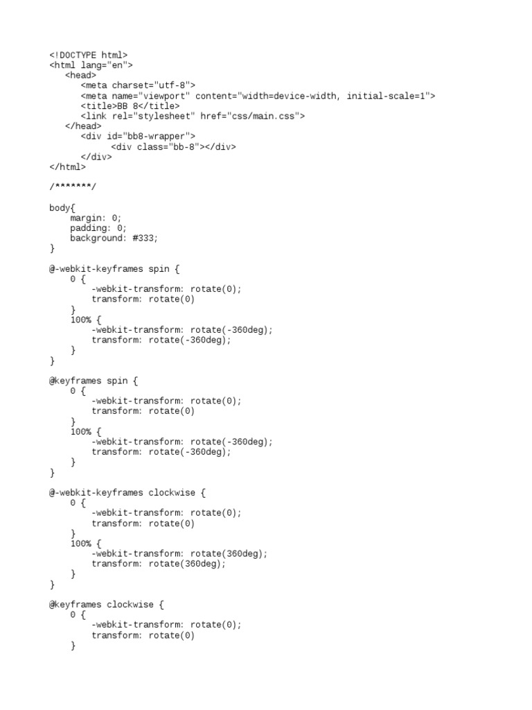 Bb8 Animation HTML y Css | PDF | Rotation | Spacetime