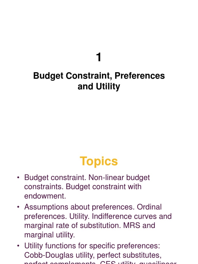 1 - Budget Constraint Preferences and Utility - 2 | PDF | Utility ...