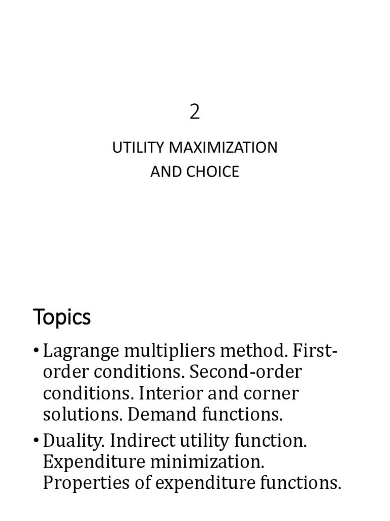 2 Utility Maximization And Choice 1 Pdf Mathematical