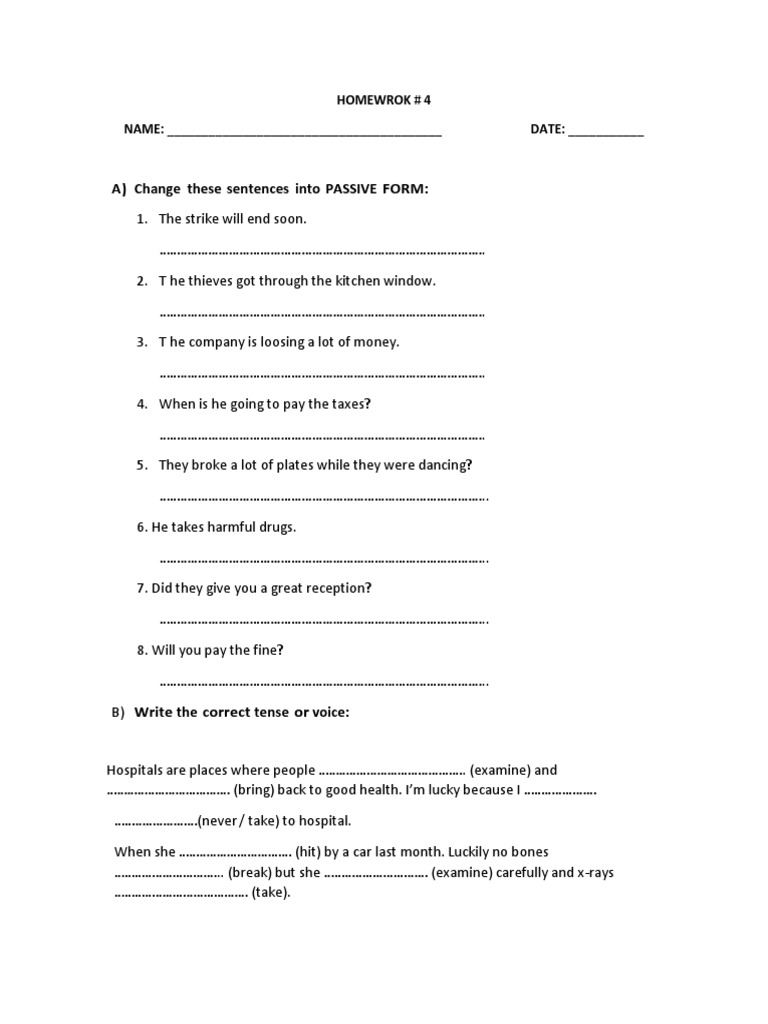 Passive Voice Homework Assignment | PDF | History