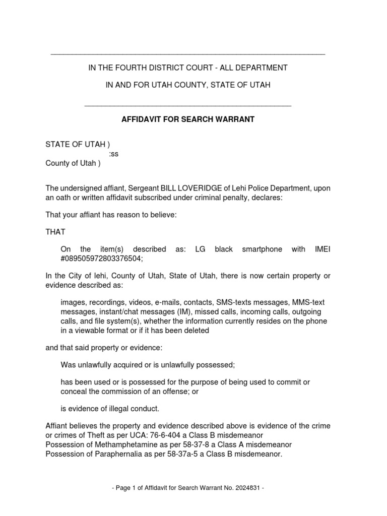 Katherine Allred - Arrest Unsealed Warrant 2 | PDF | Search Warrant ...