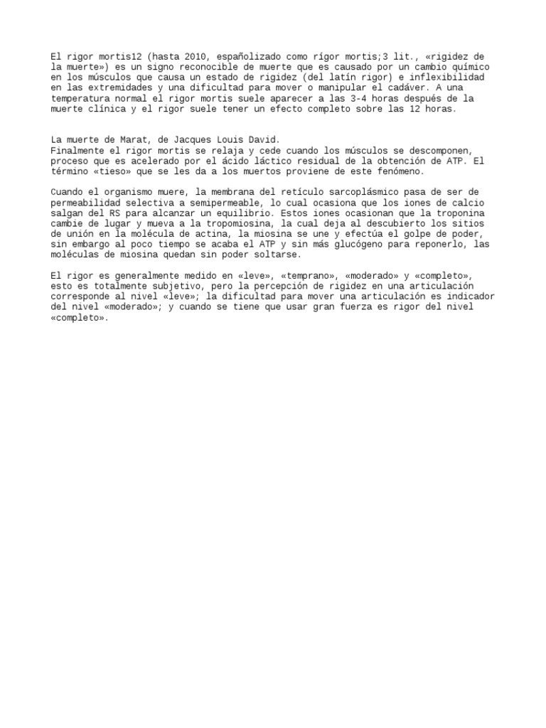 Rigor Mortis: Significado y Etapas | PDF