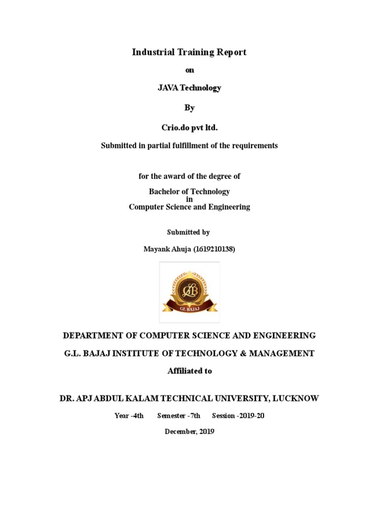 Industrial Training Report ITR - Format 2019-2020 | PDF | Simulation ...
