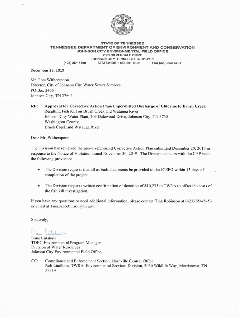 TDEC Letter 2019 - 1223 | PDF