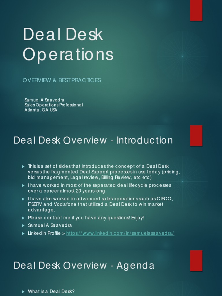 Deal Desk Operations Overview & Best Practices | PDF | Pricing | Sales