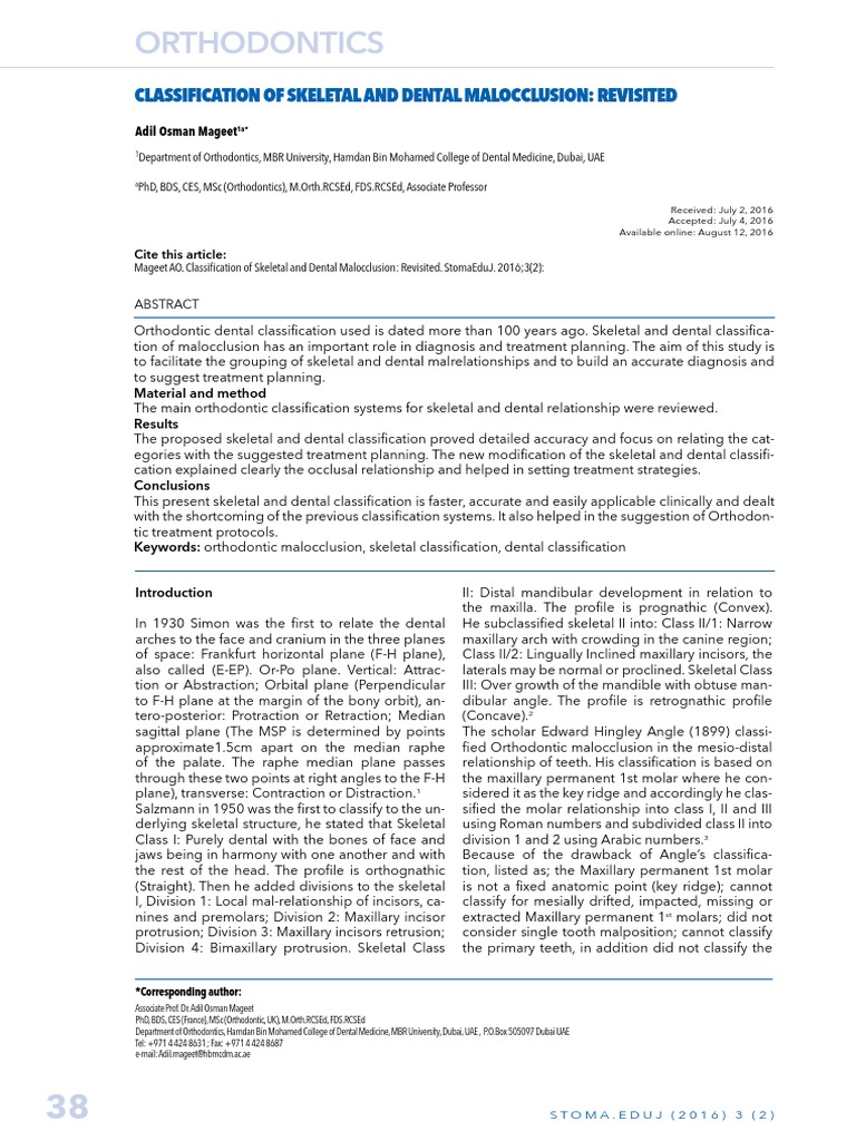 Orthodontics Classification of Skeletal PDF | PDF | Orthodontics ...